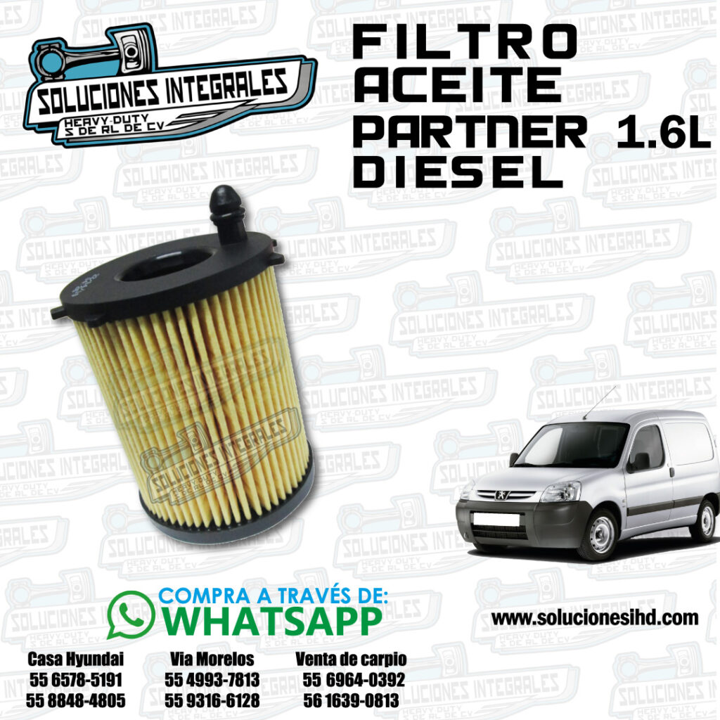 FILTRO ACEITE PEUGEOT PARTNER 1.6L DIESEL – Soluciones IHD