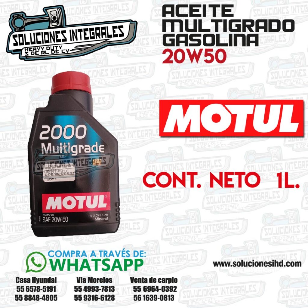 MOTUL ACEITE MULTIGRADO GASOLINA 20W50 1 LTO – Soluciones IHD